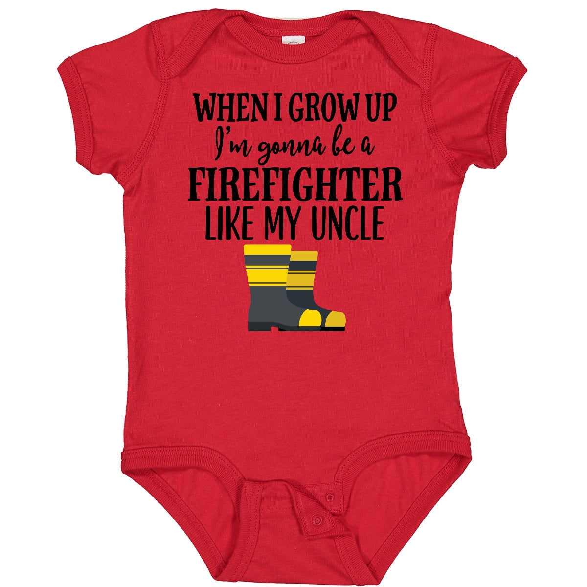 Tiny Nest Future Firefighter Like My Uncle Baby Bodysuit Fireman Boots ...