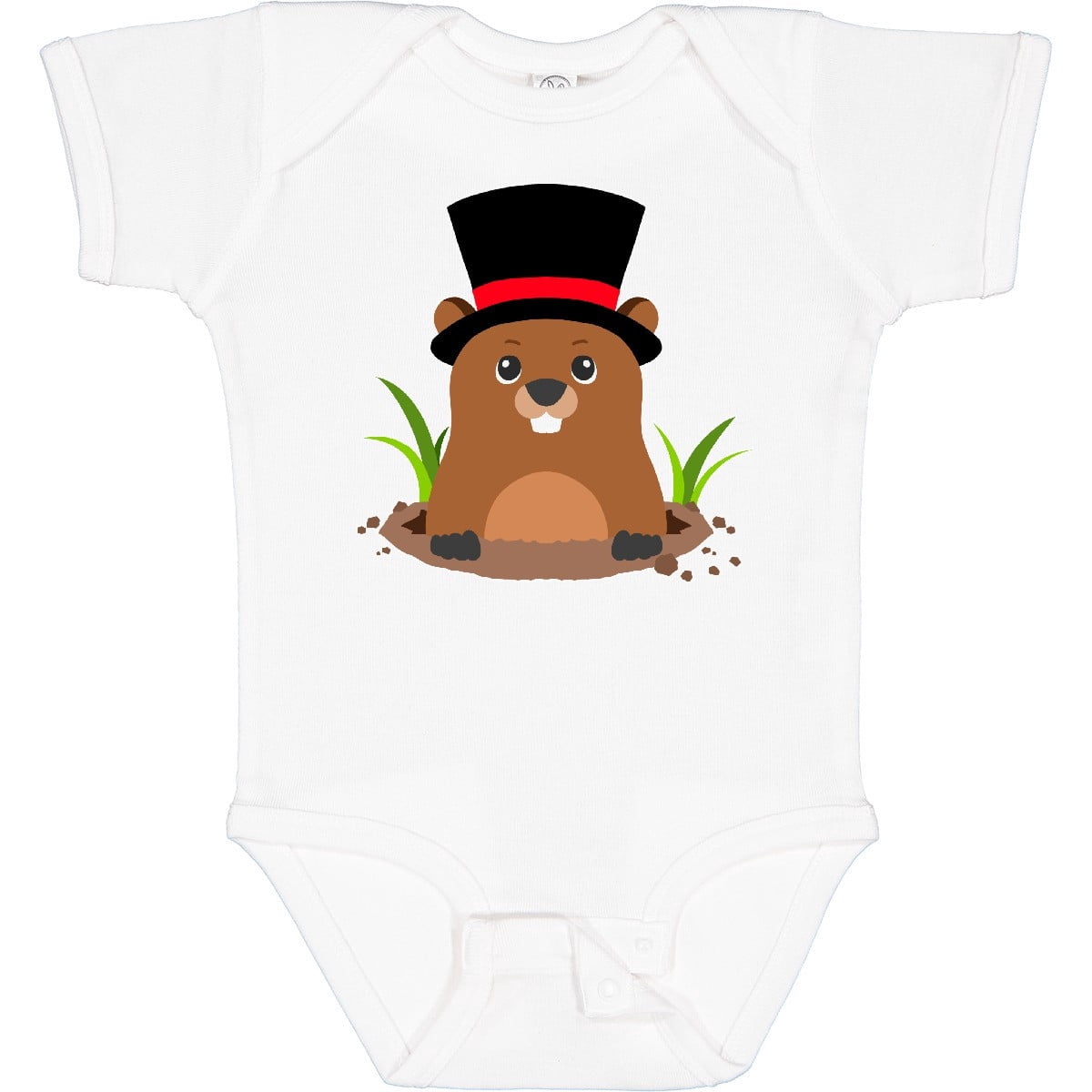 Tiny Nest Groundhog Day With Groundhog In Top Hat Baby Bodysuit Animal ...