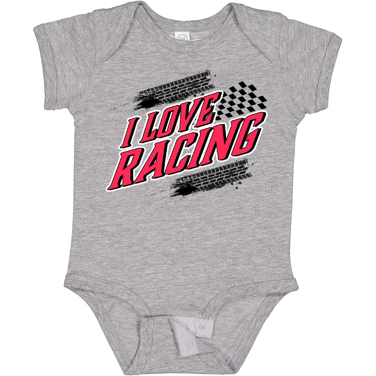 Tiny Nest I Love Racing With Tire Marks Baby Bodysuit Race Track Racer ...