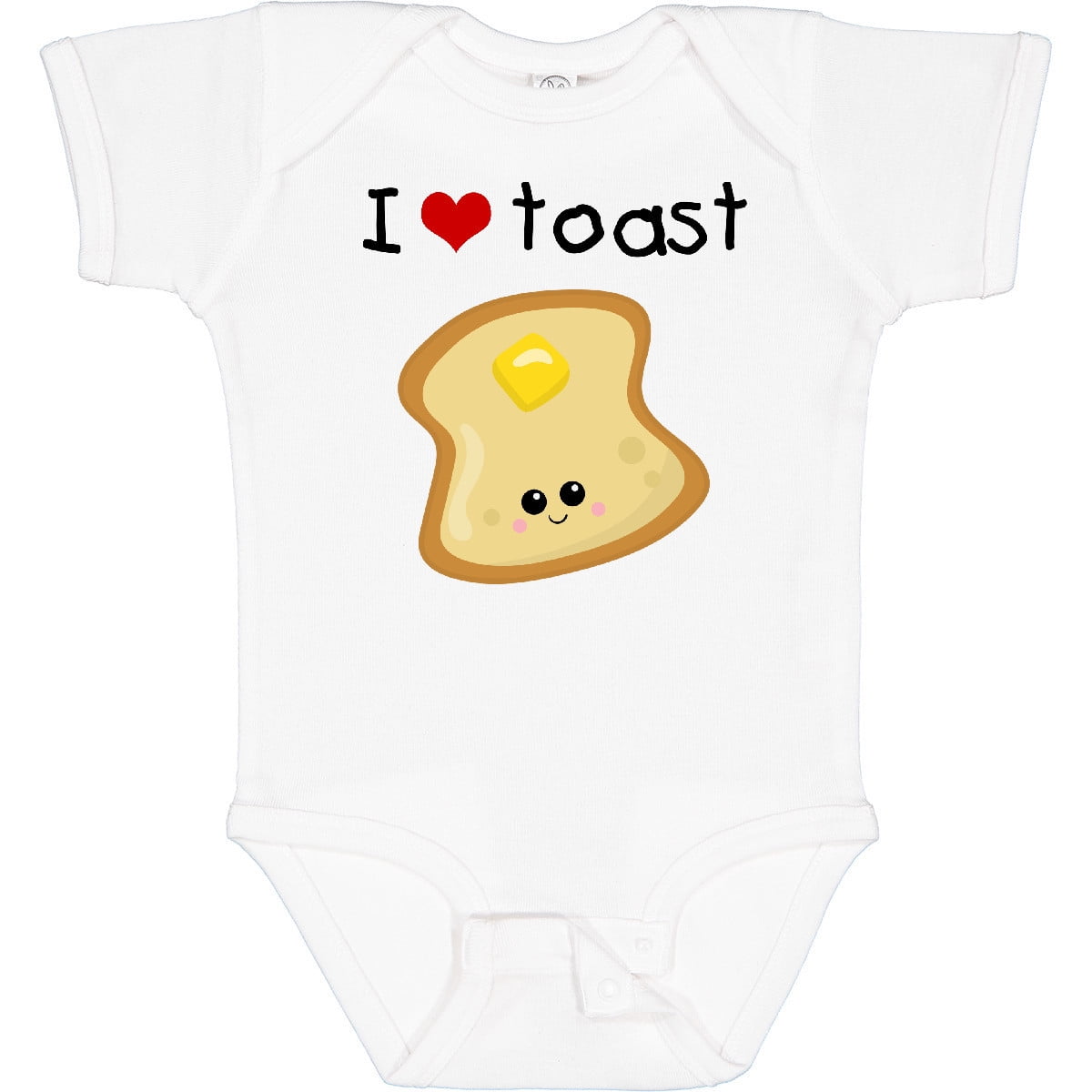 Tiny Nest I Love Toast Baby Bodysuit Funny Kawaii Heart Carbs Bread Butter Cute, New Born, Baby ...