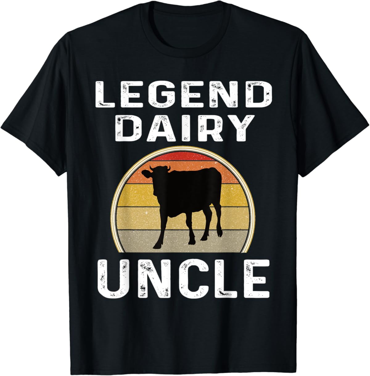 Tiny Nest Legend Dairy Uncle Retro Sunset Cow Farming Cattle Pun T ...