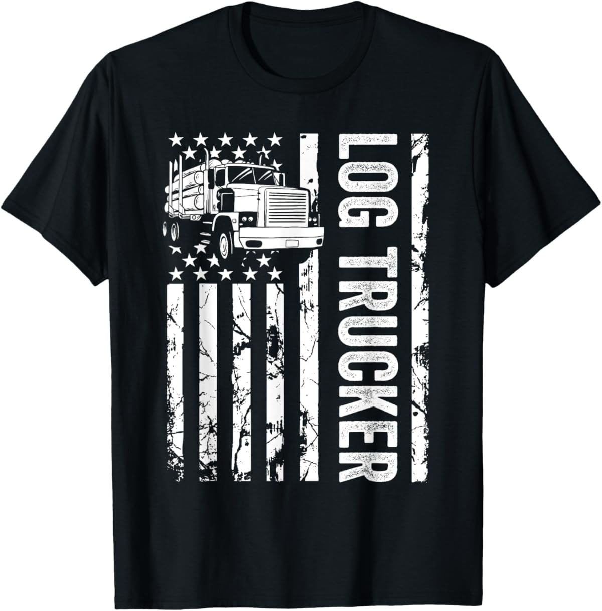 Tiny Nest Log Trucker Usa Flag Logger Logging Birthday Men T-Shirt ...