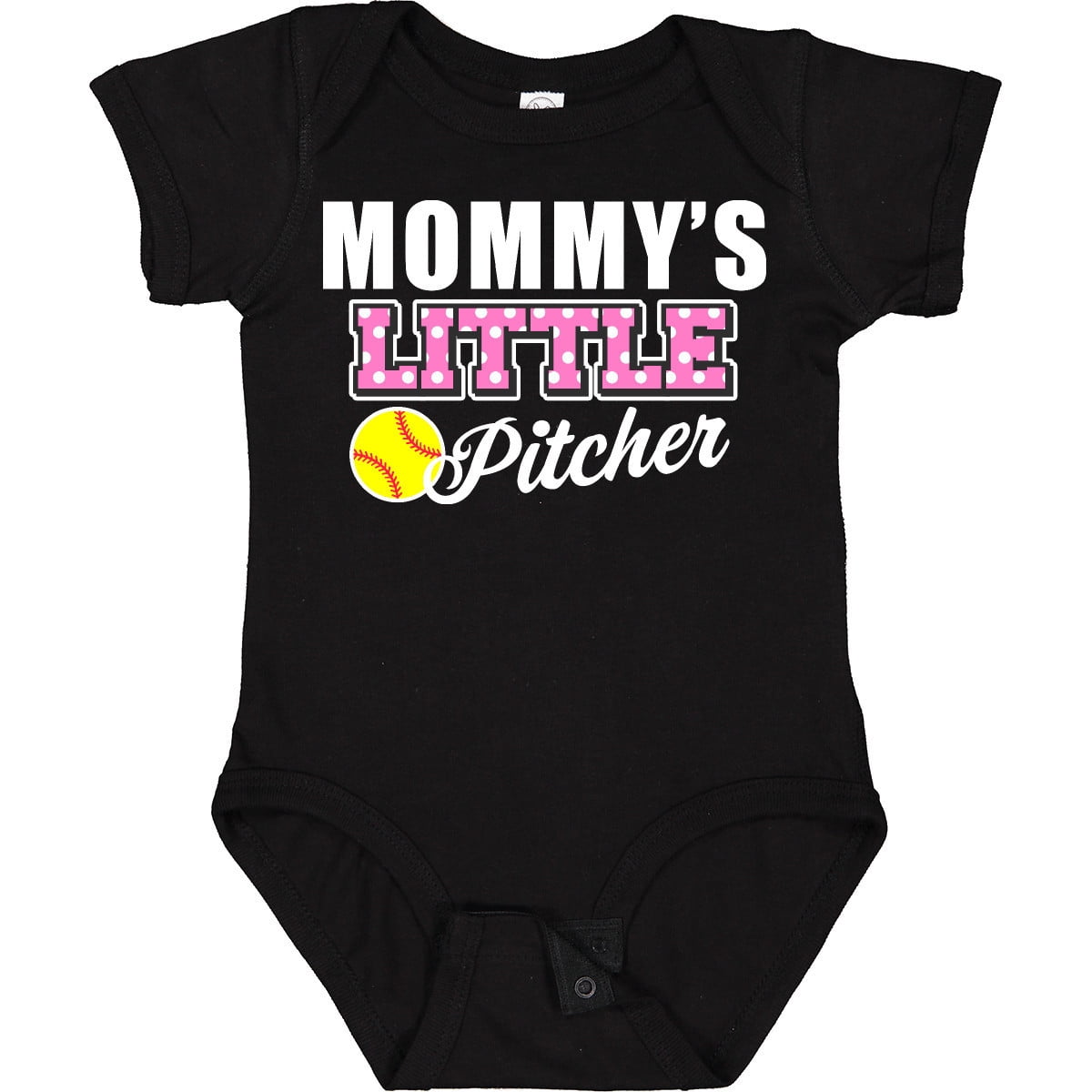 Tiny Nest Mommy'S Little Pitcher Softball In White Baby Bodysuit Sports ...