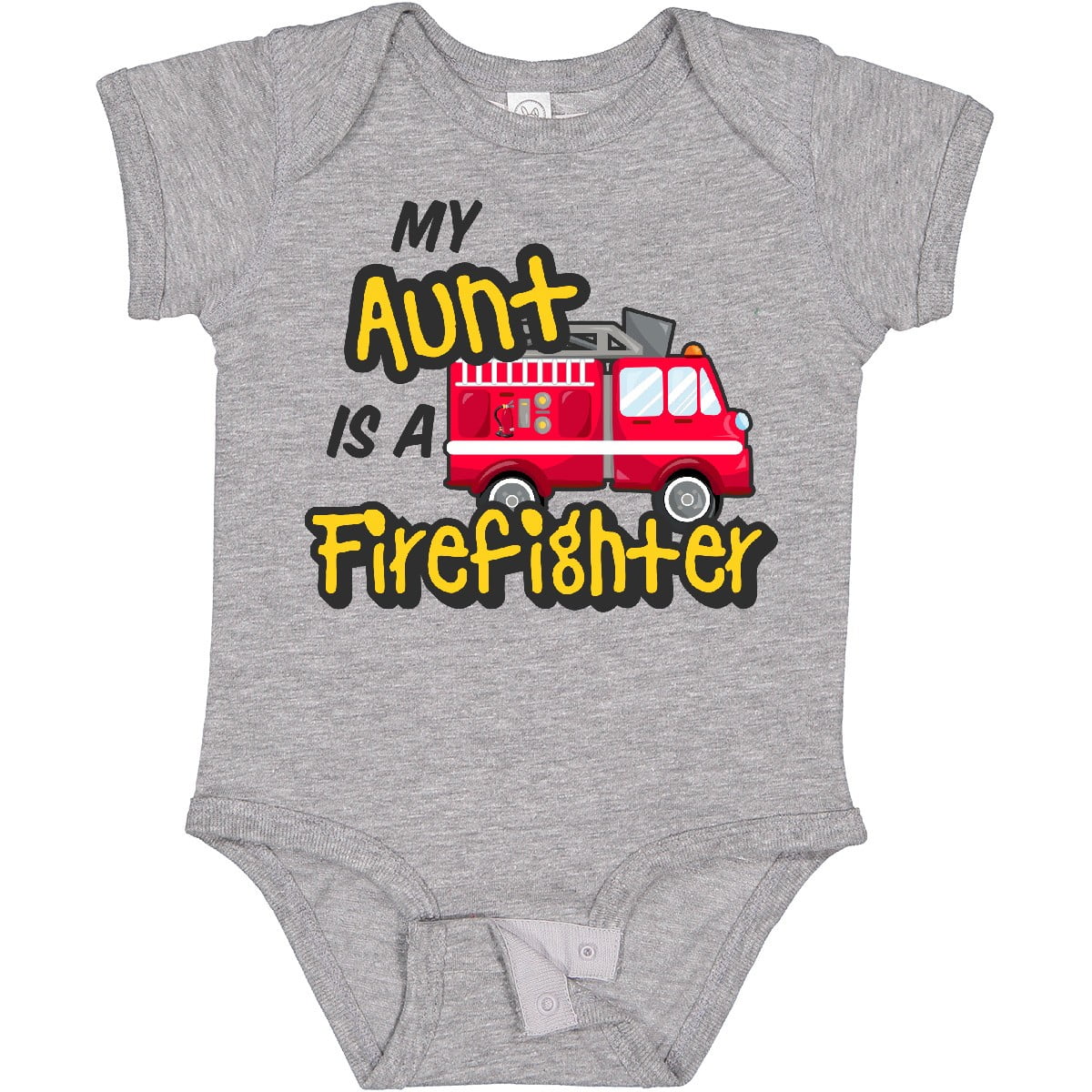 Tiny Nest My Aunt Is A Firefighter With Fire Truck Baby Bodysuit Family ...