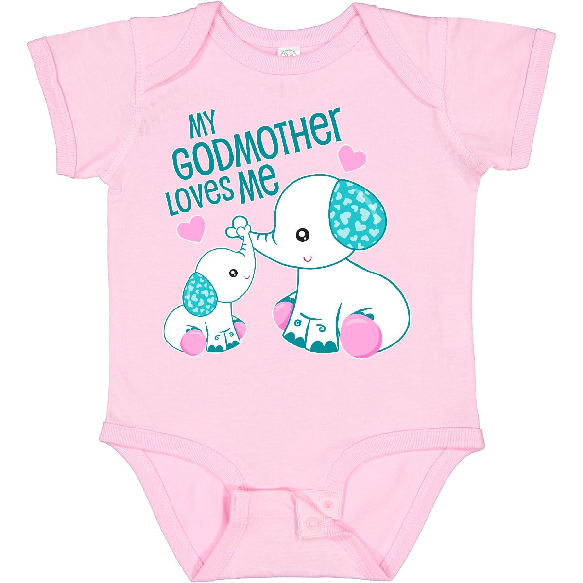 Tiny Nest My Godmother Loves Me-Cute Elephants Baby Bodysuit Family Goddaughter, New Born, Baby ...