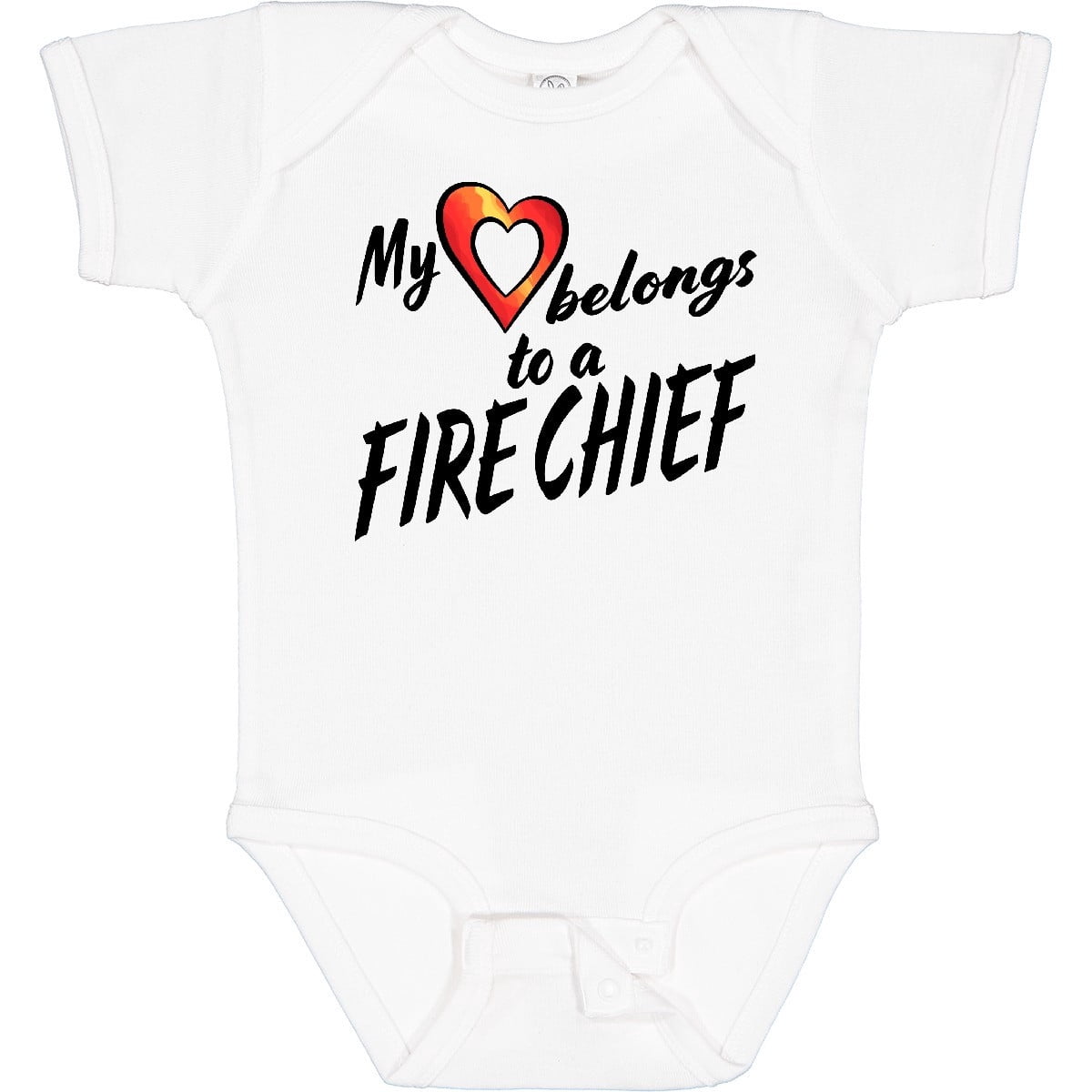 Tiny Nest My Heart Belongs To A Fire Chief With Red Heart Baby Bodysuit ...