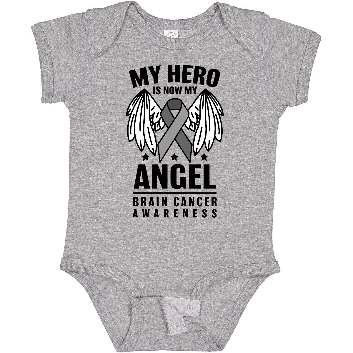 Tiny Nest My Hero Is Now My Angel Brain Cancer Awareness Baby Bodysuit ...