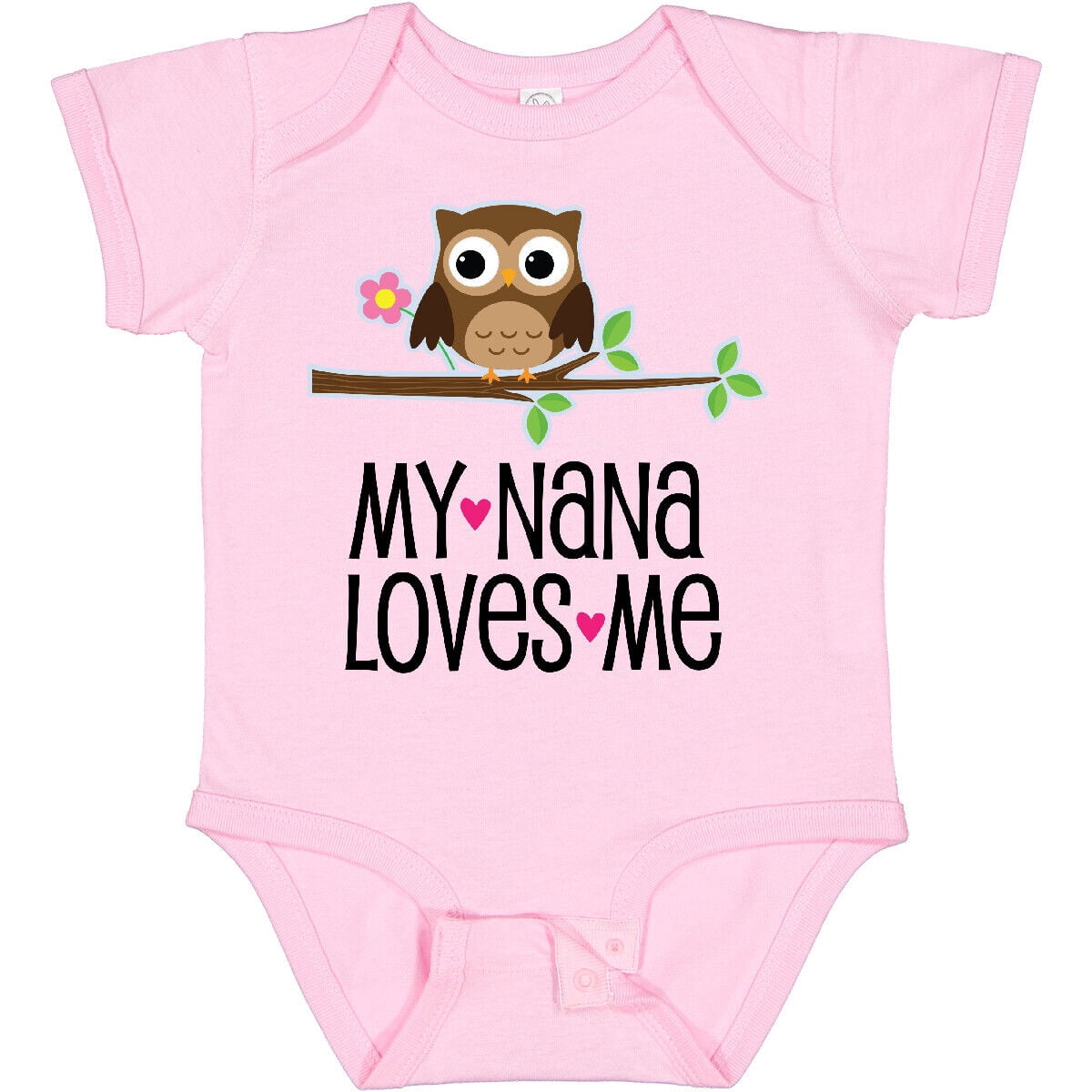 Tiny Nest My Nana Loves Me Owl Baby Bodysuit Granddaughter Childs Girls ...