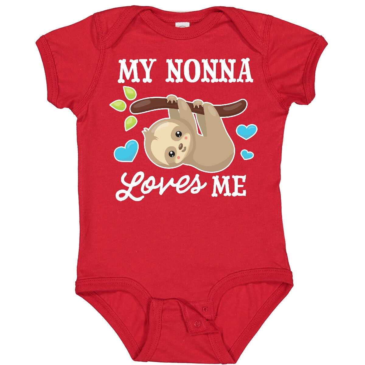 Tiny Nest My Nonna Loves Me With Sloth And Hearts Baby Bodysuit Animals ...