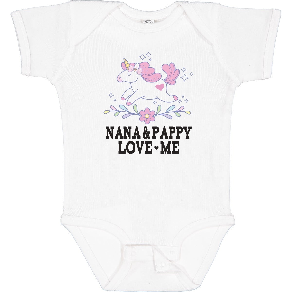 Tiny Nest Nana And Pappy Love Me Grandchild Unicorn Baby Bodysuit ...