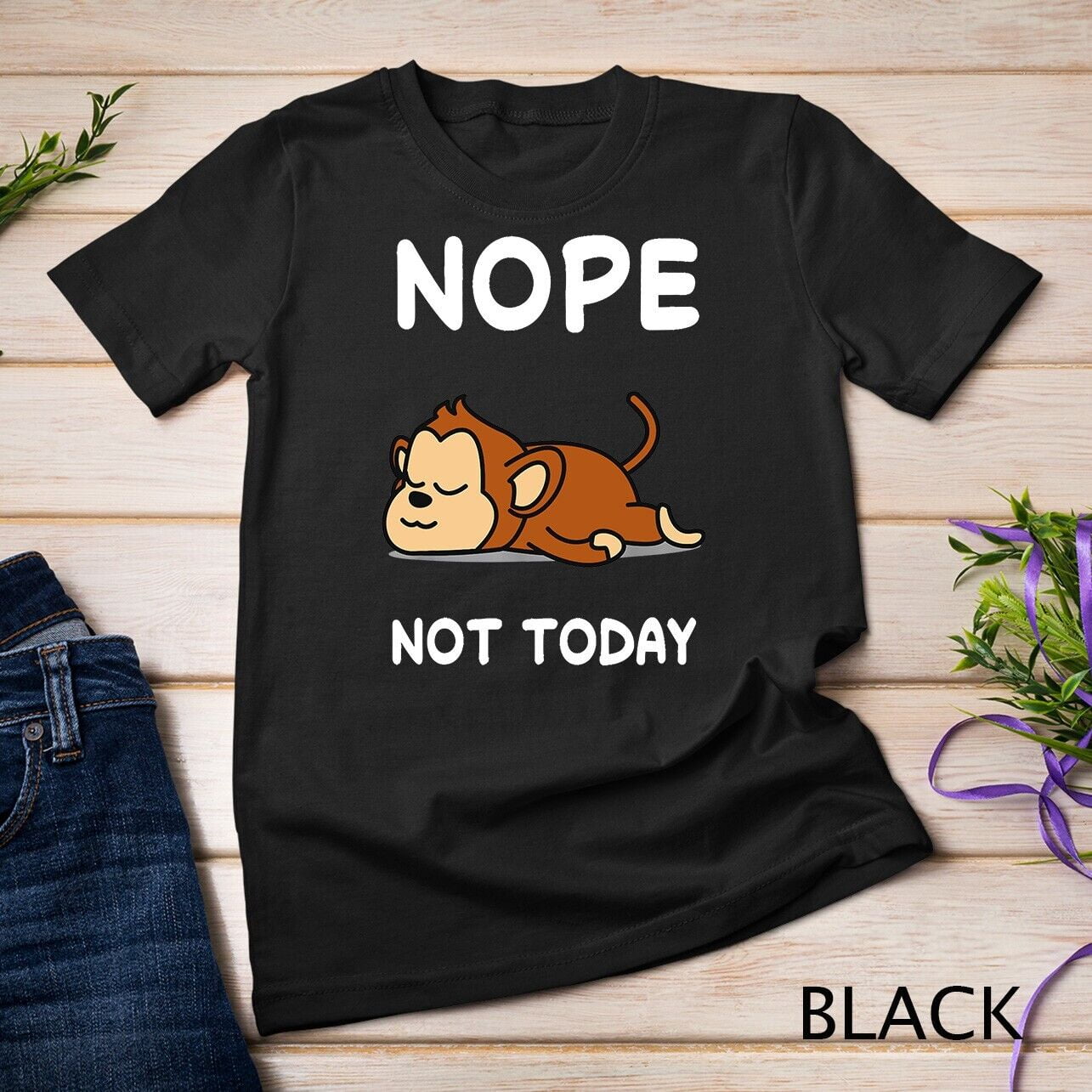 Tiny Nest Nope Monkey Sleeping Sleep Pajama Nightgown T-Shirt Unisex T ...