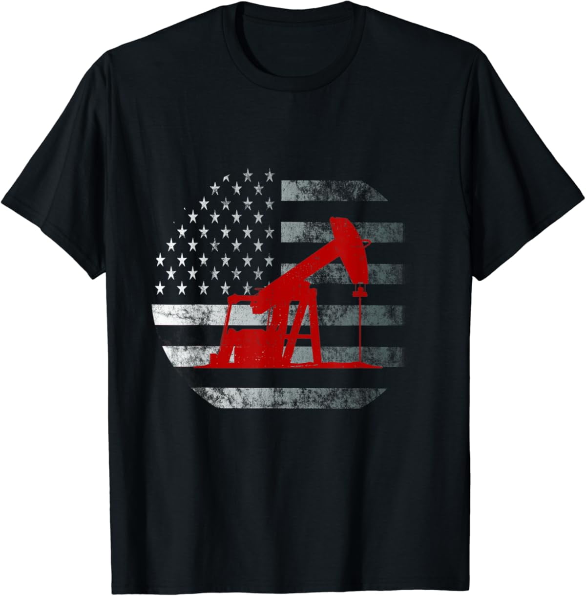 Tiny Nest Oil Rig American Flag Oilfield Worker Oildrilling Oilman T ...