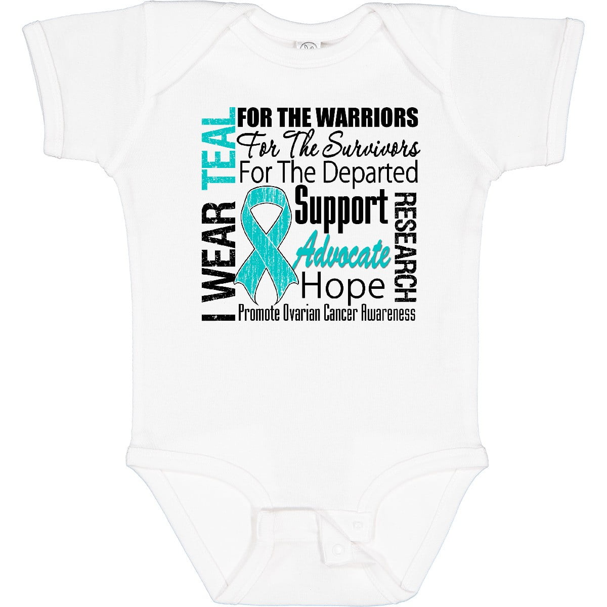 Tiny Nest Ovarian Cancer I Wear Teal Ribbon Tribute Baby Bodysuit - Hdd ...