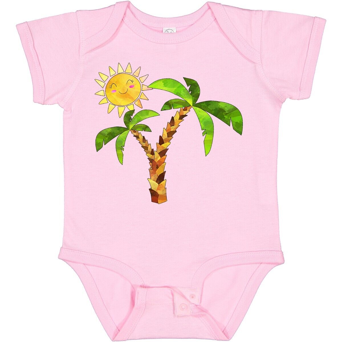 Tiny Nest Palm Trees With Cute Smiling Sun Baby Bodysuit Beach Tree ...