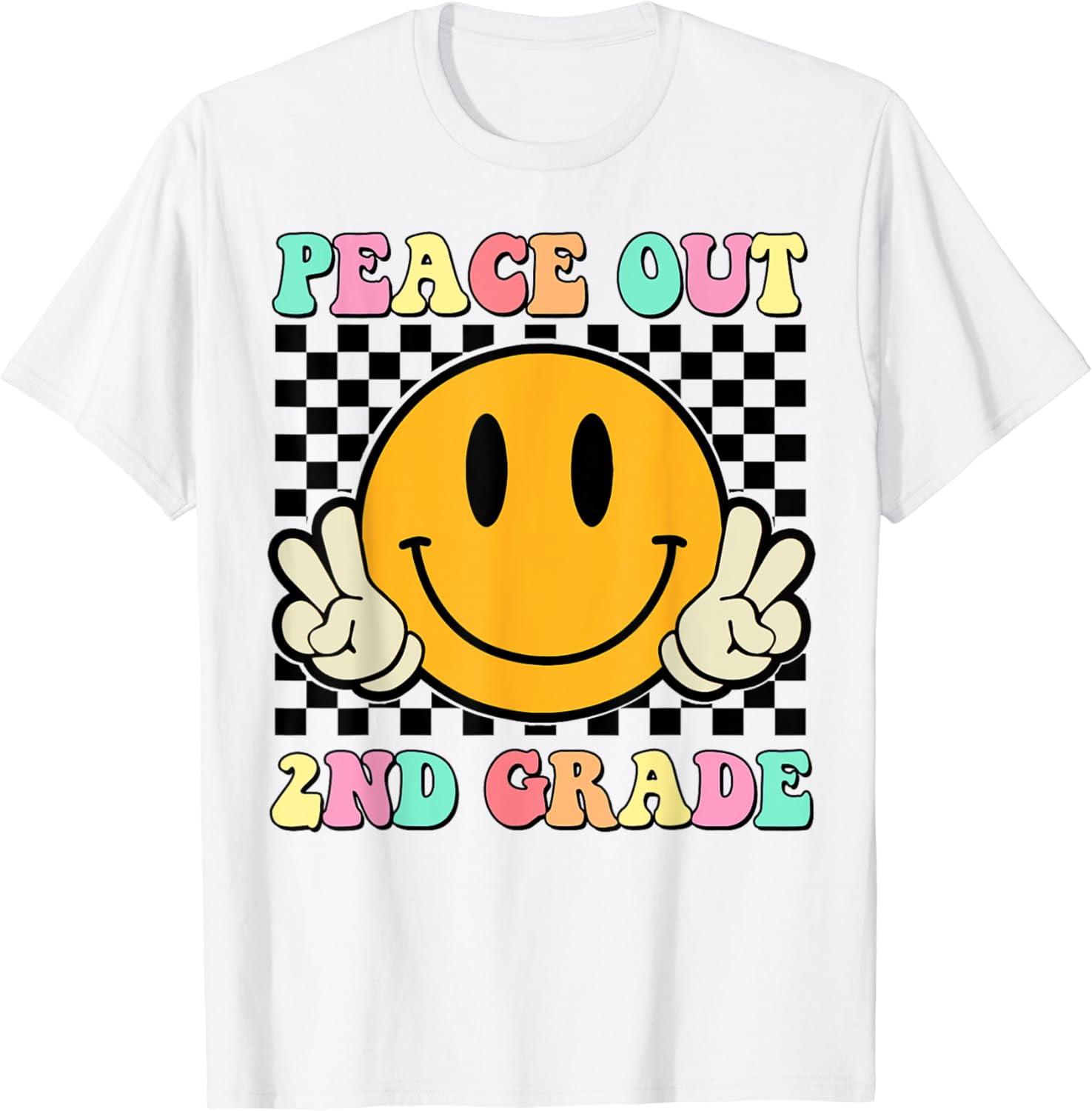 Tiny Nest Peace Out 2nd Grade Teacher Retro Smile Last Day Of School T ...
