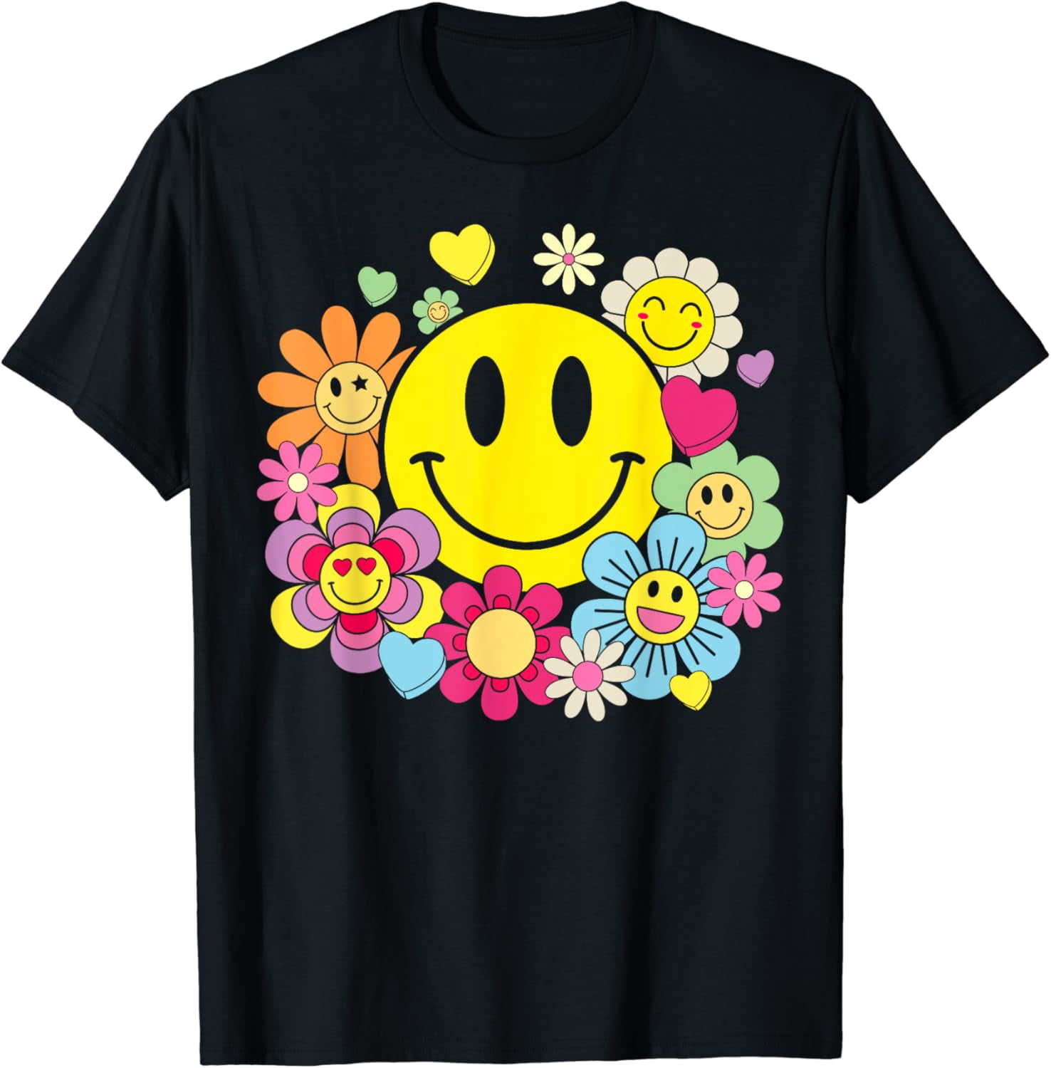 Tiny Nest Retro Smile Face Happy Face Flowers Shirts - Walmart.com