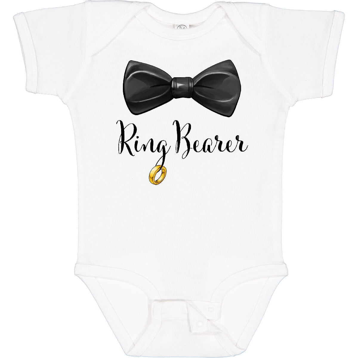 Tiny Nest Ring Bearer- Black Bow Tie Baby Bodysuit Wedding Party Family ...