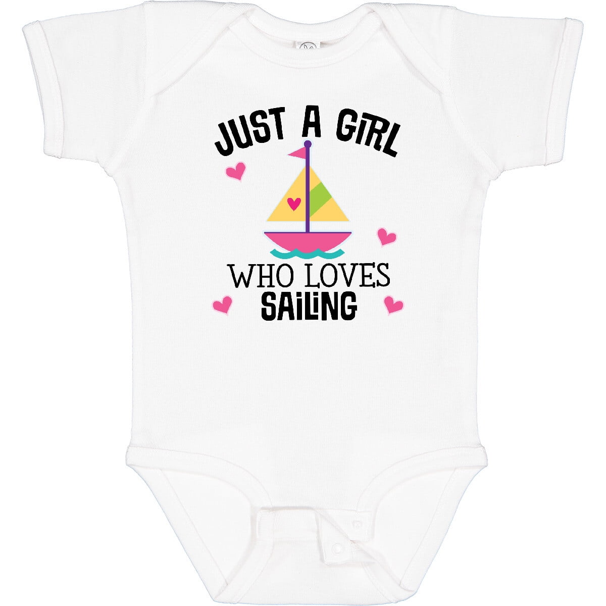 Tiny Nest Sailboat Just A Girl Who Loves Sailing Baby Bodysuit Beach ...