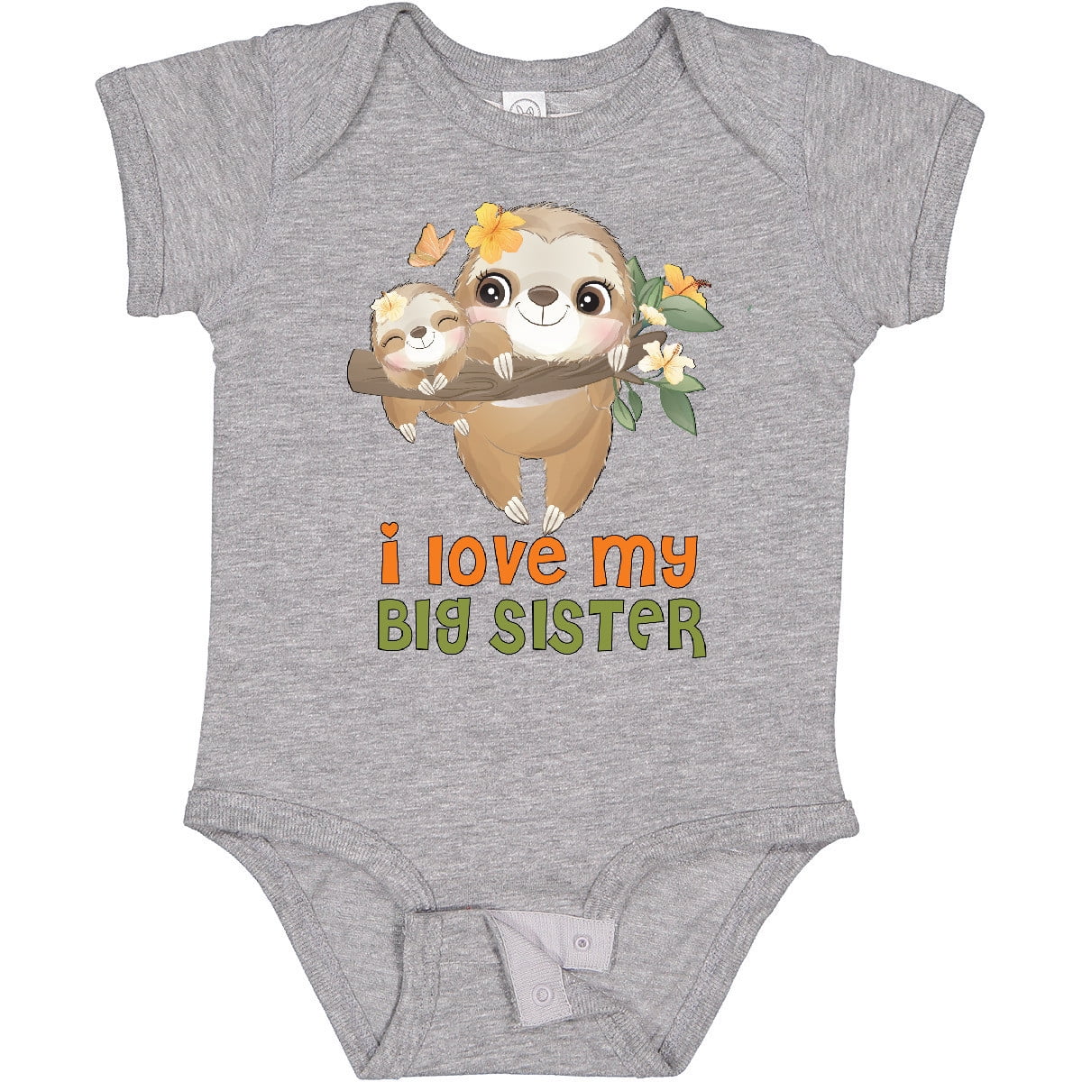 Tiny Nest Sloth I Love My Big Sister Baby Bodysuit Bro Sis Little Im ...