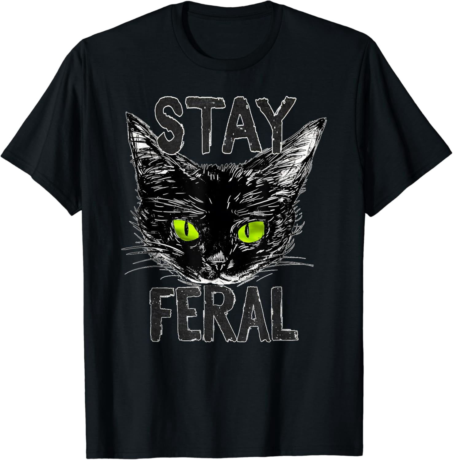 Tiny Nest Snarkhaus Stay Feral Black Cat Green Eyes GenXers - Walmart.com