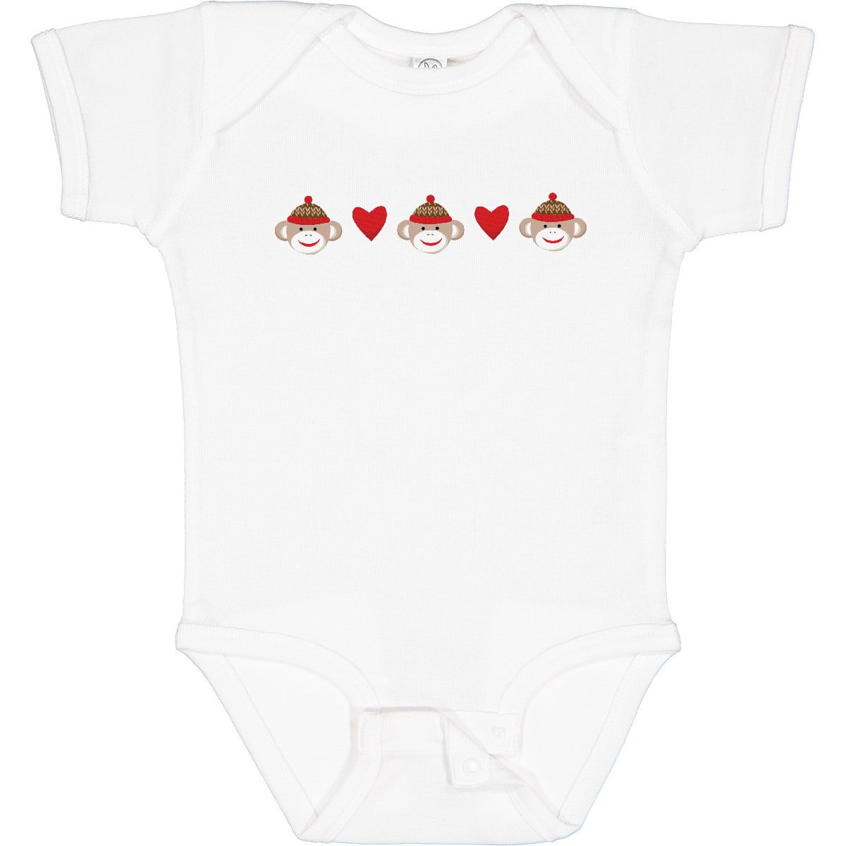 Tiny Nest Sock Monkey Heart Border Infant Creeper Hearts Monkeys ...