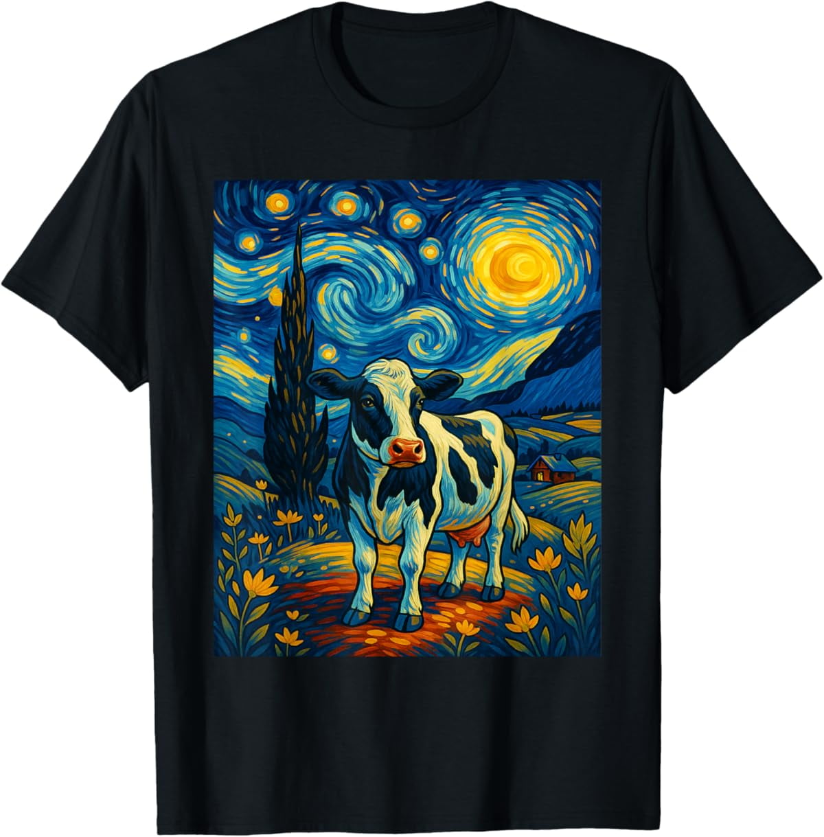 Tiny Nest Starry Night Cow Van Gogh Style Barnyard Farmer Farm Animal T ...