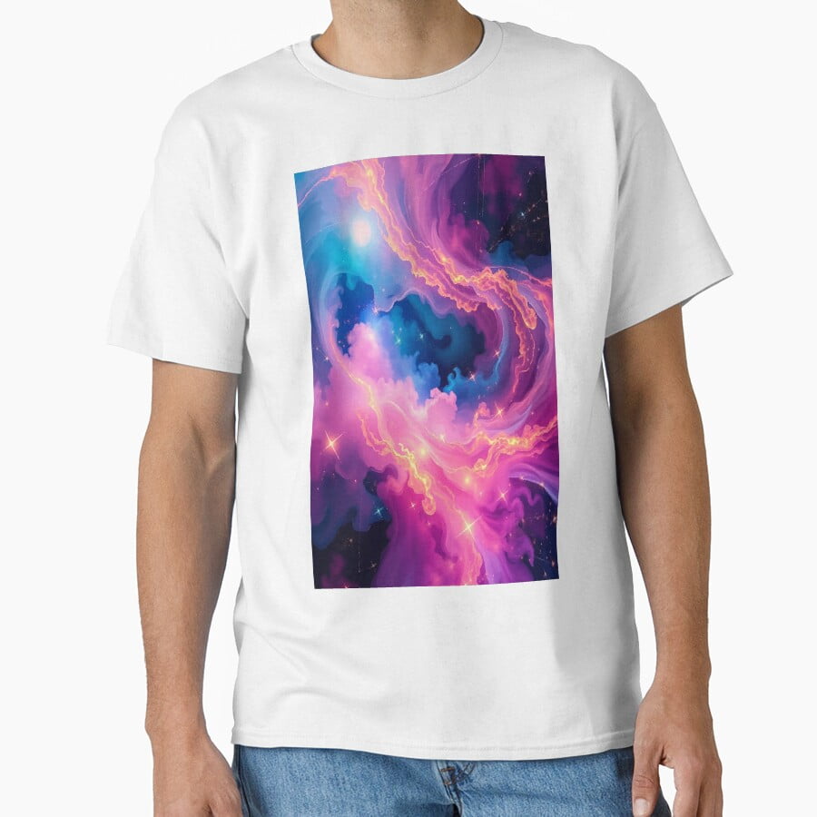 Tiny Nest Stellar Bloom Vivid Cosmic Nebula Fantasy Art Classic T-Shirt, Size S To 5XL T-Shirt ...