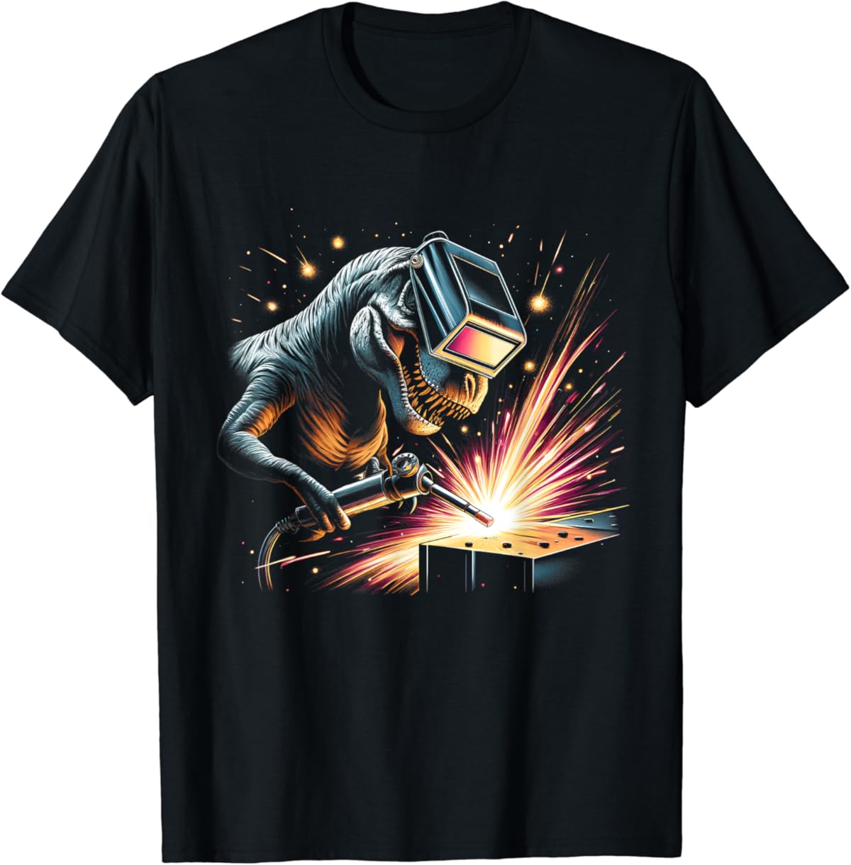 Tiny Nest T-Rex Dinosaur Welder Welding Worker Metalworking T-Shirt ...