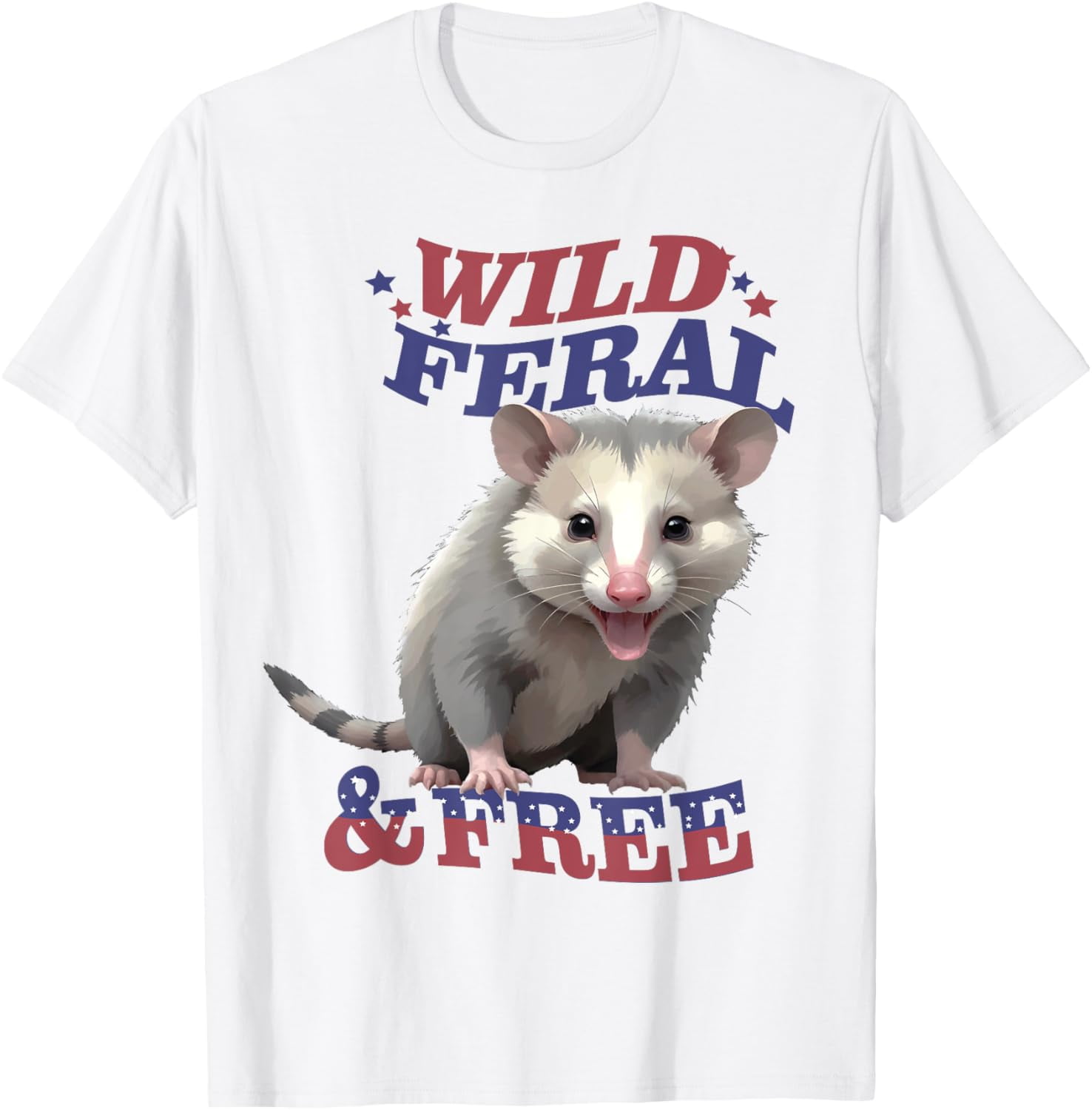Tiny Nest Unhinged Opossum Wild Feral and Free Possum 4th of July T-Shirt - Walmart.com