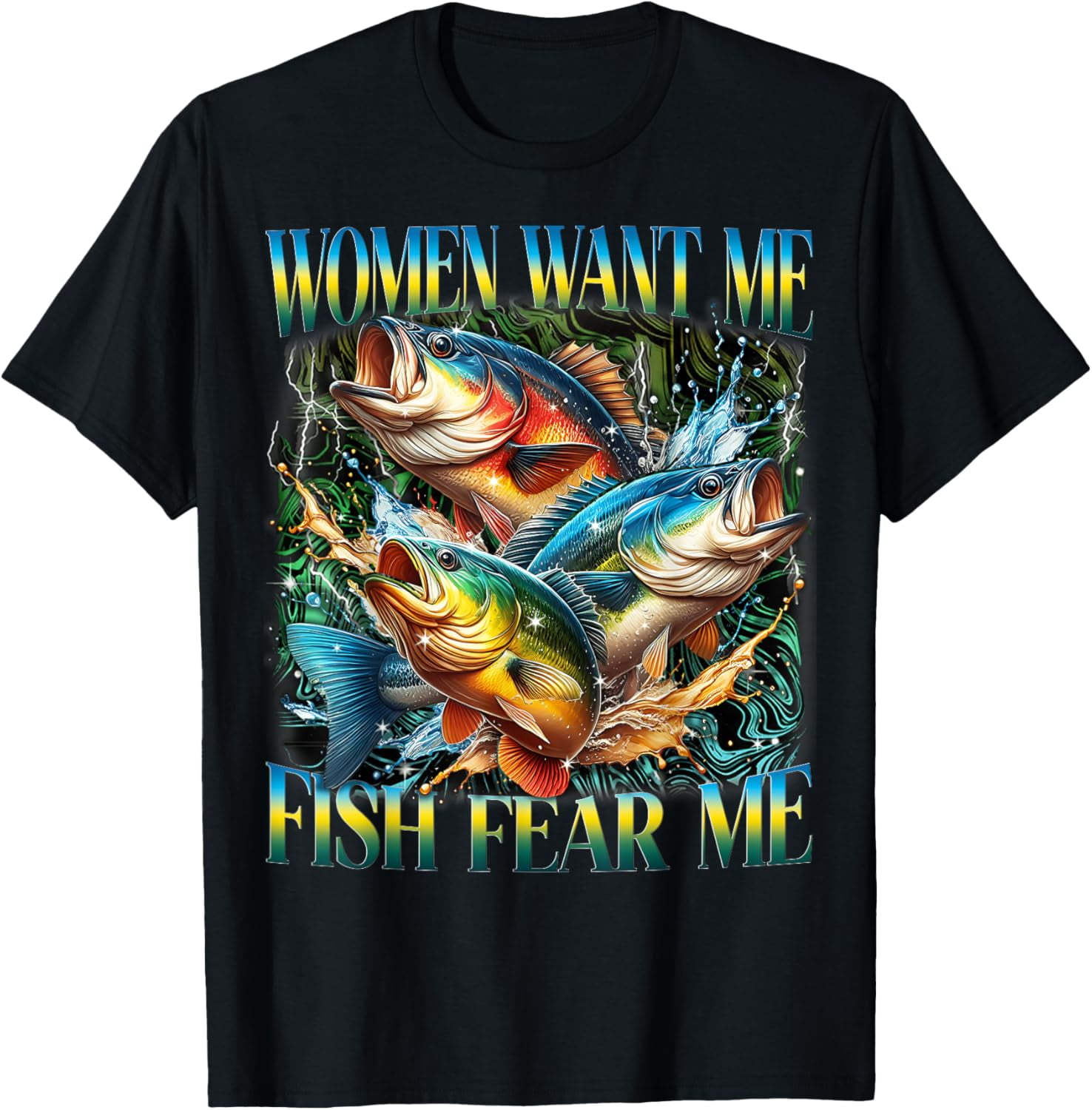 Tiny Nest Vintage Women Want Me Fish Bass Fear Me Funny Fishing Men T ...