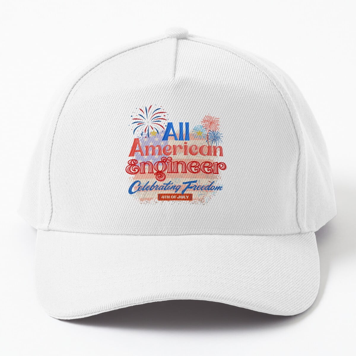 Jahat 4Th Of July, All American Engineer Celebrating Cap Baseball Cap ...