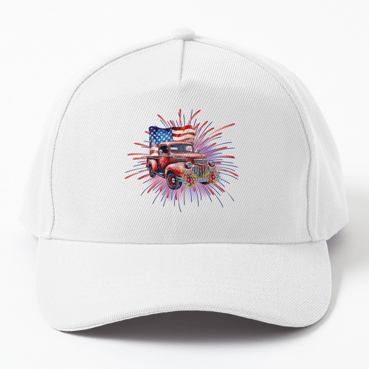 Tiny Nest4Th Of July Vintage Truck American Cap Baseball Cap, Hats For ...