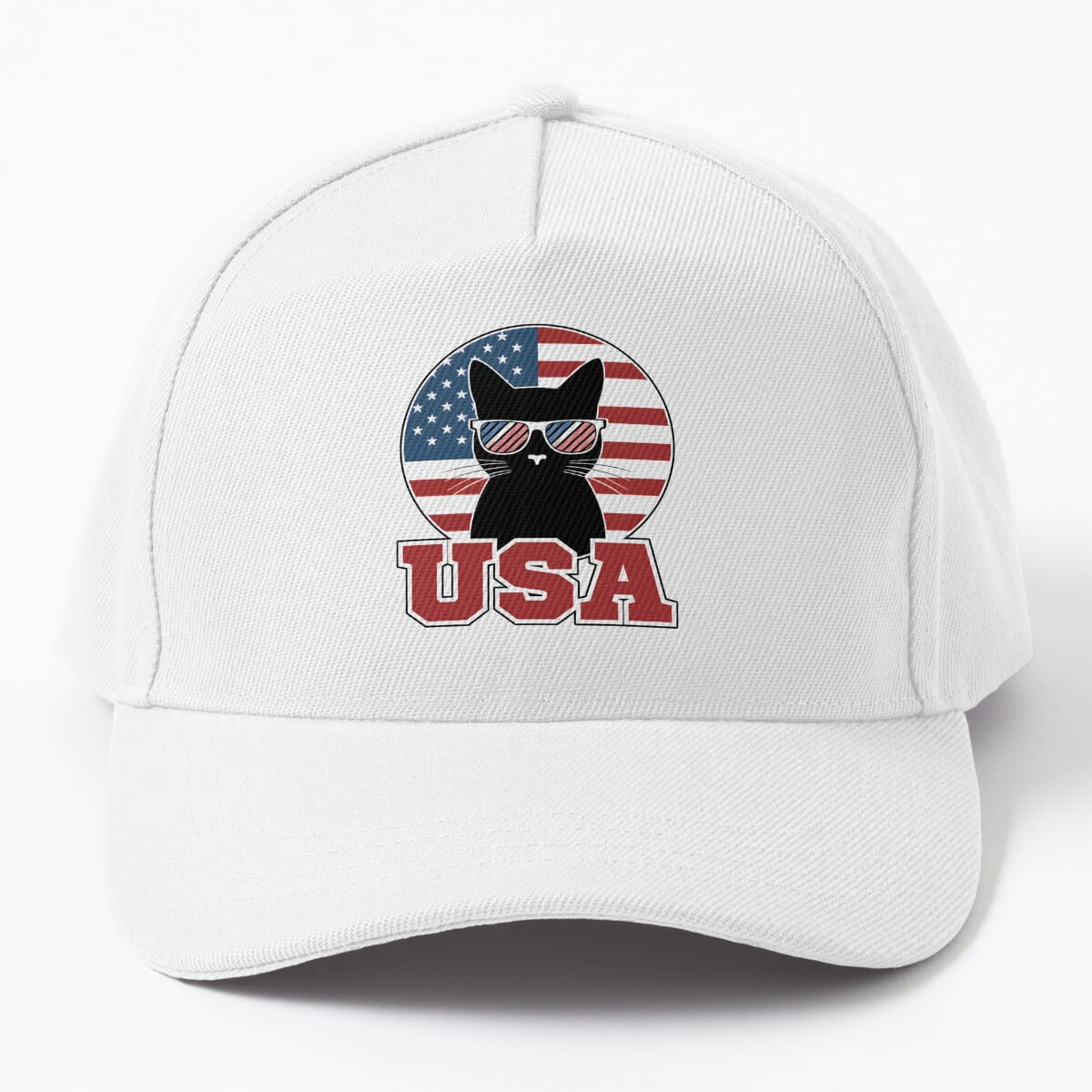 Jahat American Flag Cat Silhouette Usa Red Font Cap Baseball Cap, Hats ...