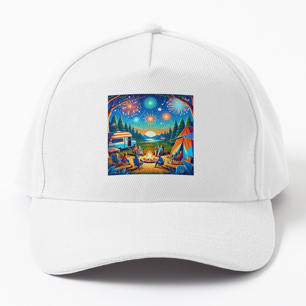 Jahat Friends Out Camping On The 4Th Of July Enjoying Fireworks Cap ...