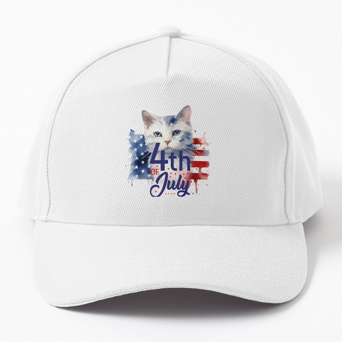 Jahat White Cat: 4Th Of July Cap Baseball Cap, Hats For Men, Gift For ...