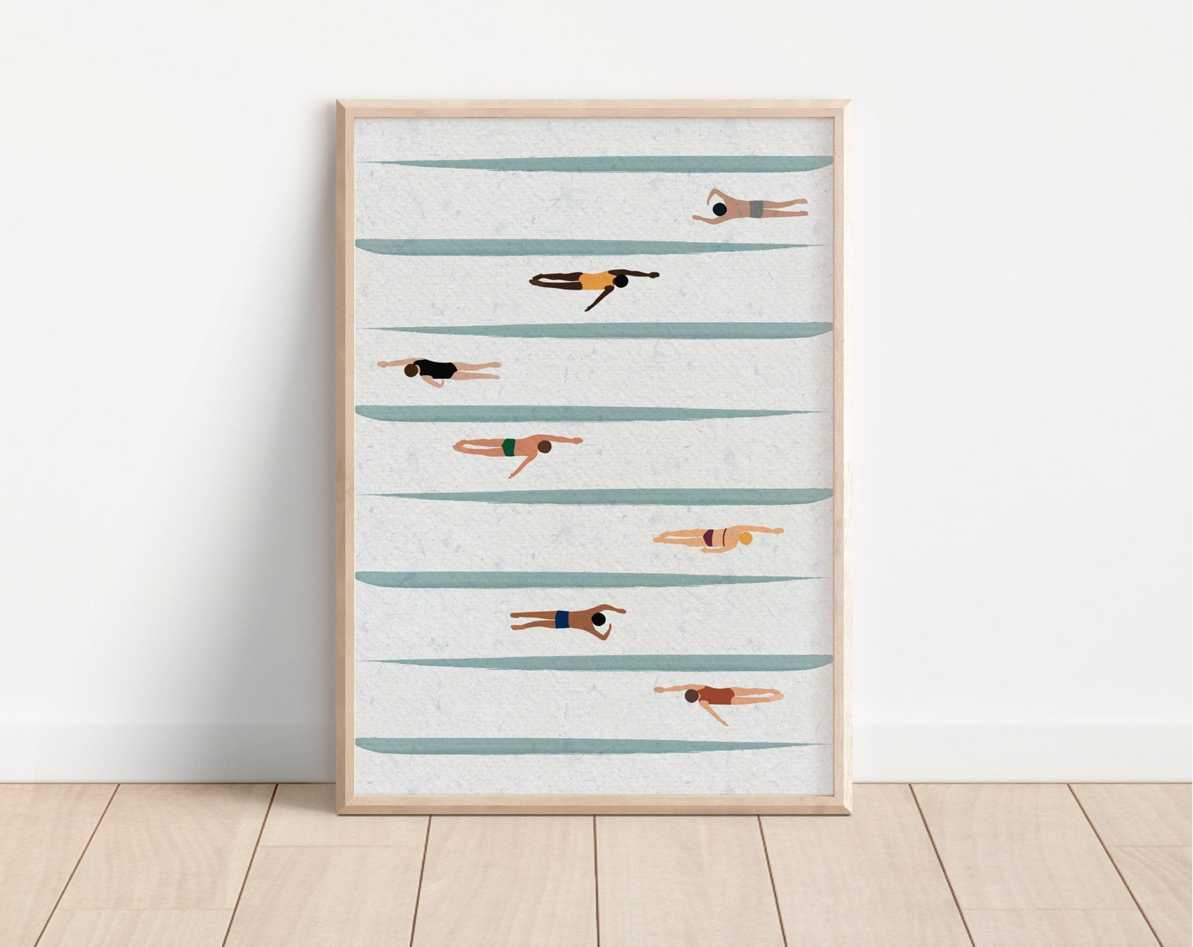 Tiny People Swimmers Art | Swimming Pool Print | Beach Lake House Cute ...