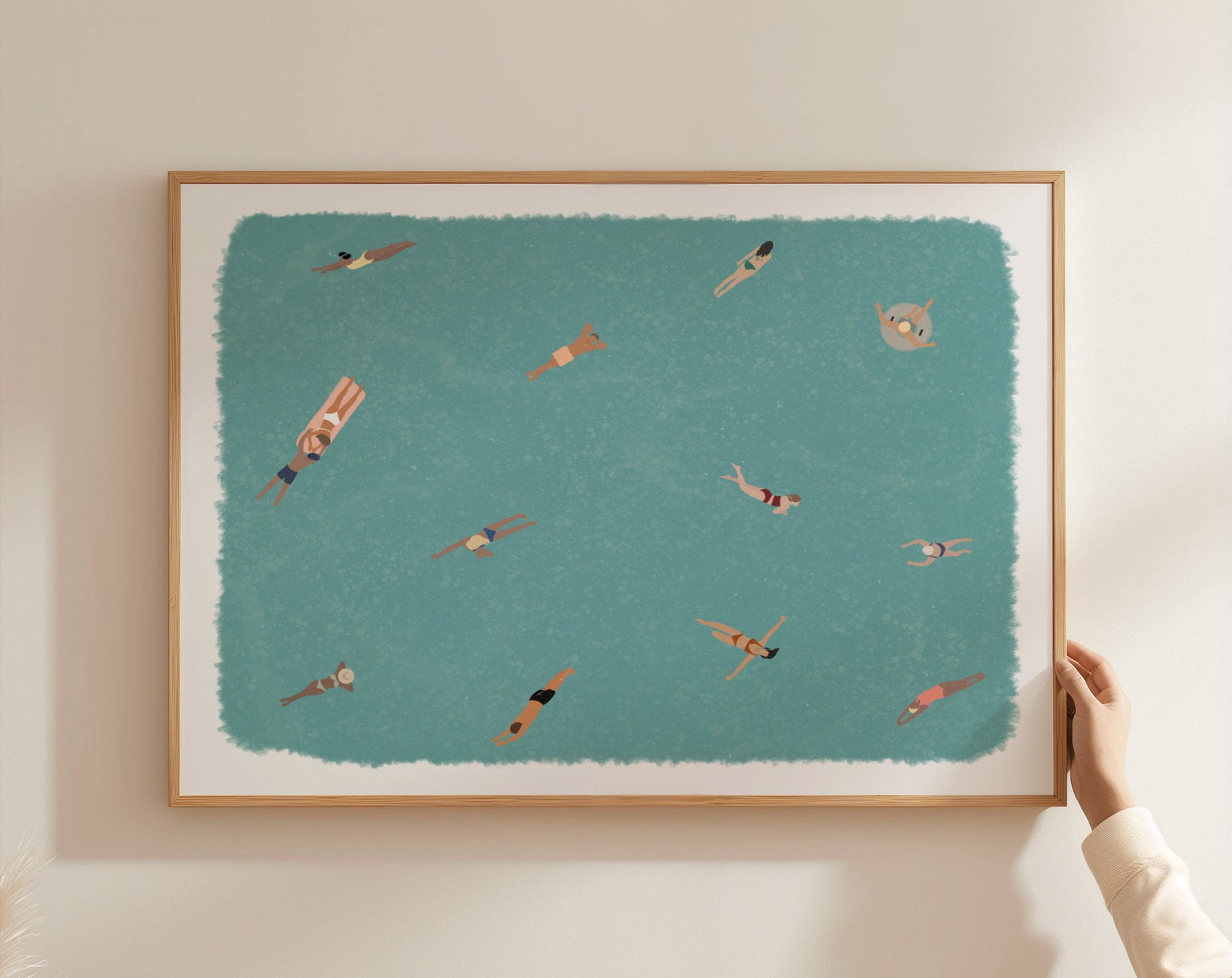 Tiny People Swimming in Pool Art | Swimming Pool Print | Cute Summer ...