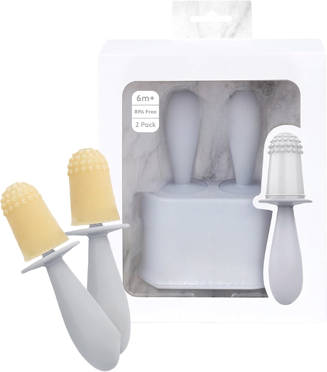 Tiny Pops (Pewter) - Popsicle Mold Set with Wands for Infants 4 Months + - Two Pack - Baby ...