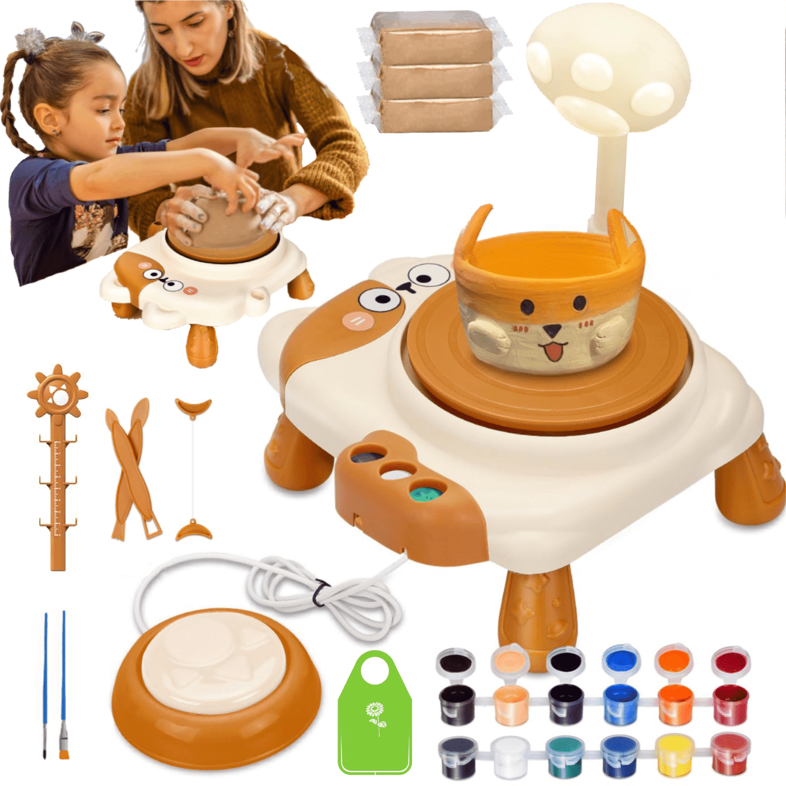 Tiny Pottery Wheel,Pottery Machine,Pottery Kit for Kids with 3 Clays ...