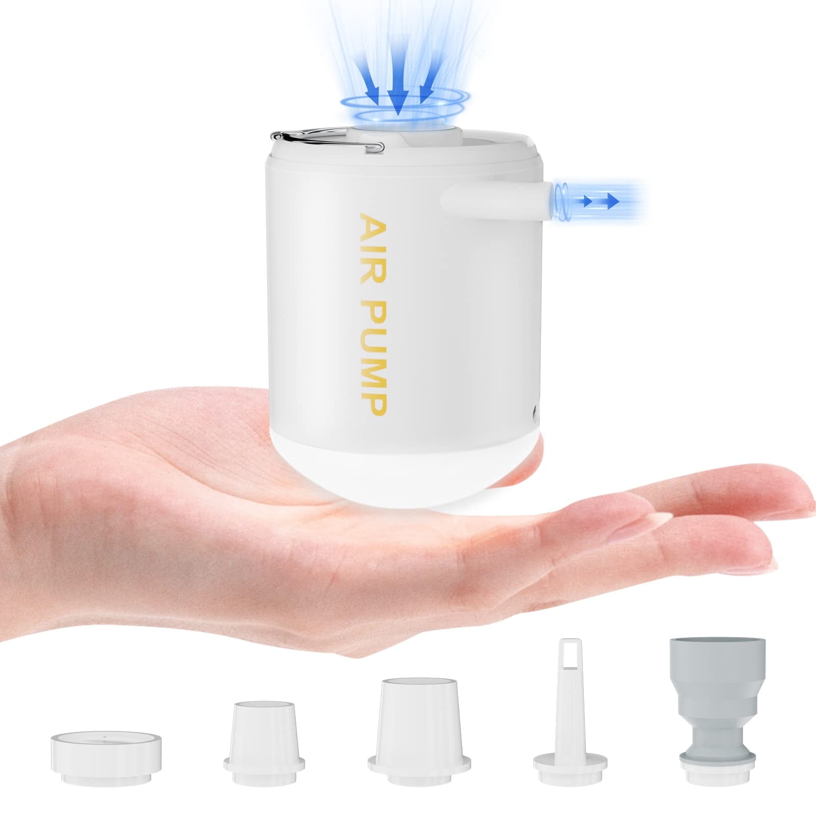 Tiny Pump Portable Electric Air Pump, 2000mAh Battery, 6 Nozzles, For ...