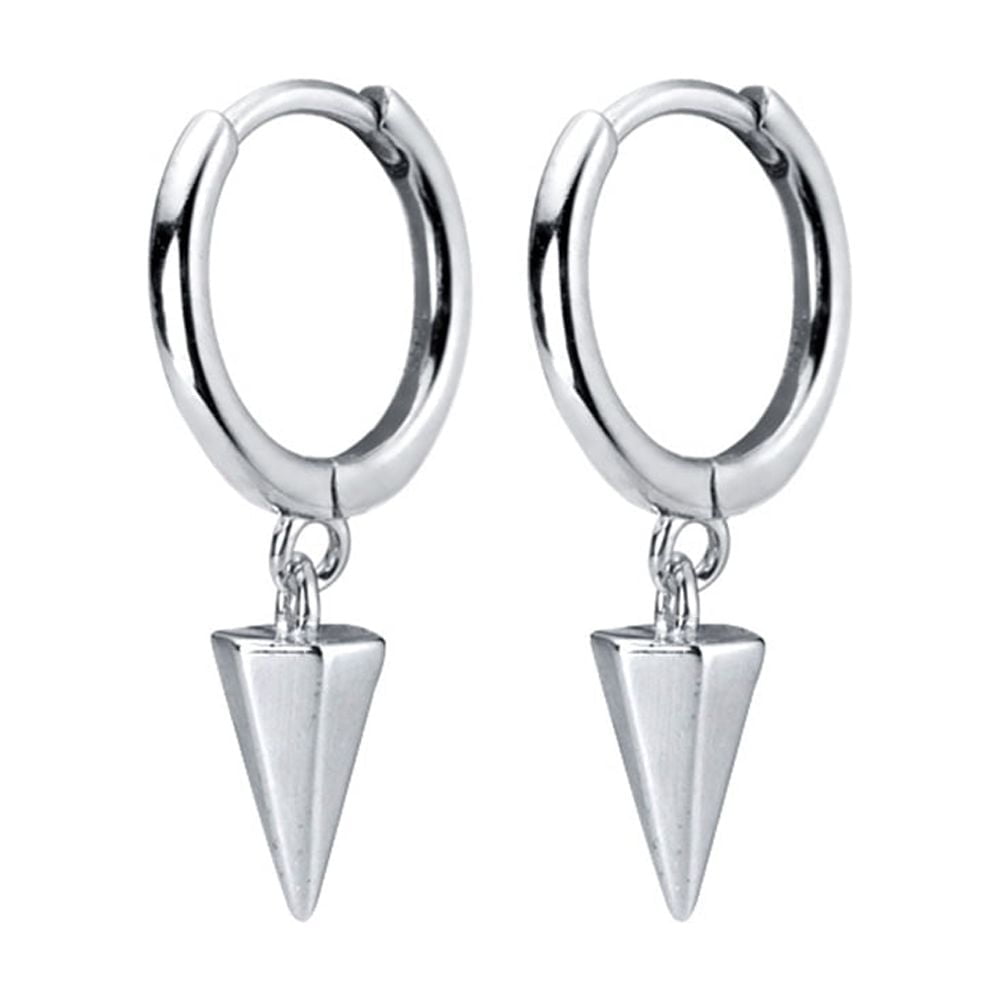 Tiny Punk Spike Dangle Drop Hoop Earrings Sterling Silver Cartilage ...