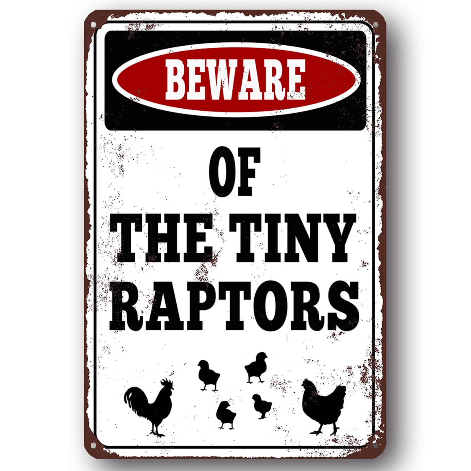 Tiny Raptors Chicken Signs, Funny Metal Signs for Chicken Coop Decor ...