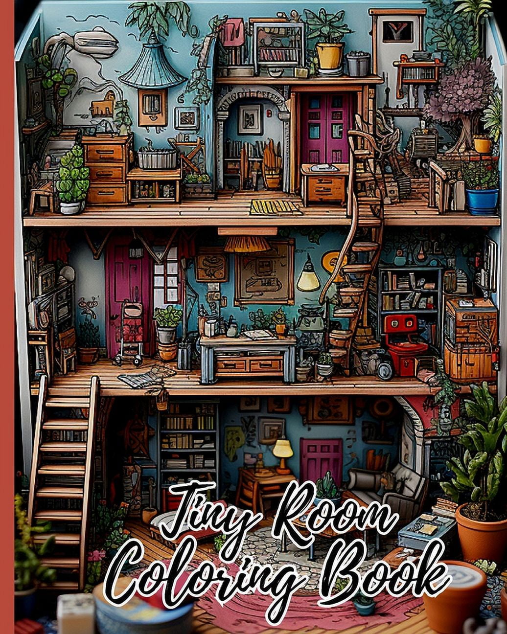 Tiny Room Coloring Book: Creative Interior Designs, Tiny Illustrations ...