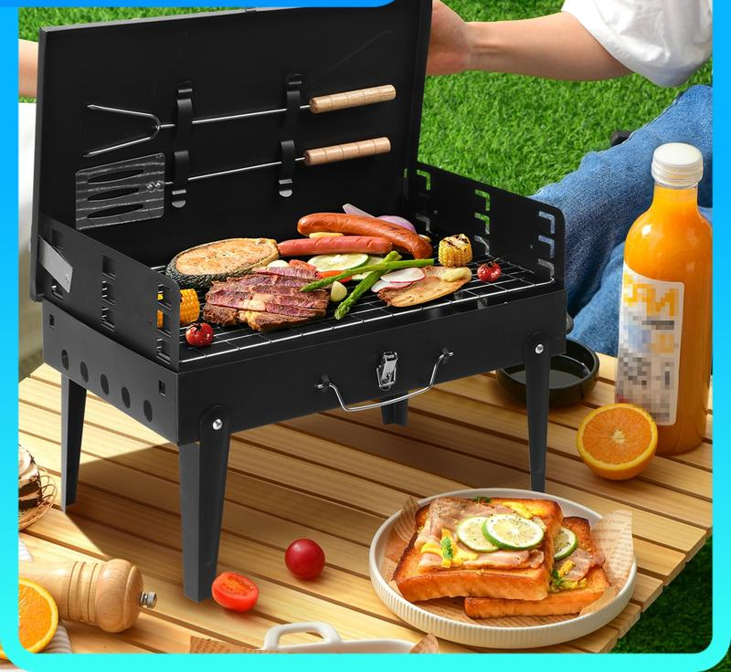Tiny Small Portable Charcoal Grill - 17" Portable BBQ Smoker with Lid ...