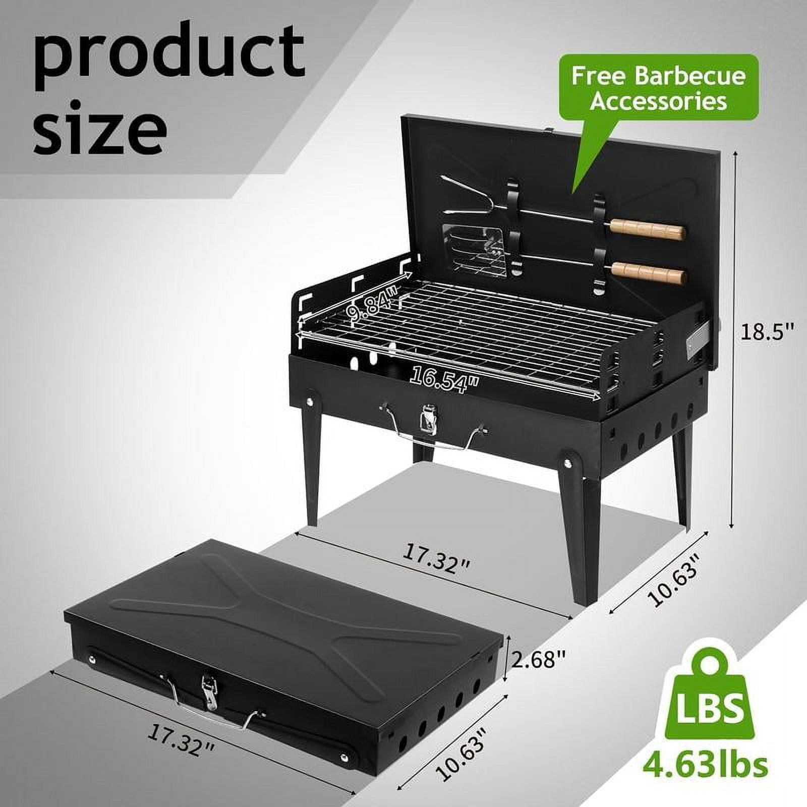 【Portable Foldable Charcoal BBQ Grill】17x10x18 Inch Compact Outdoor ...