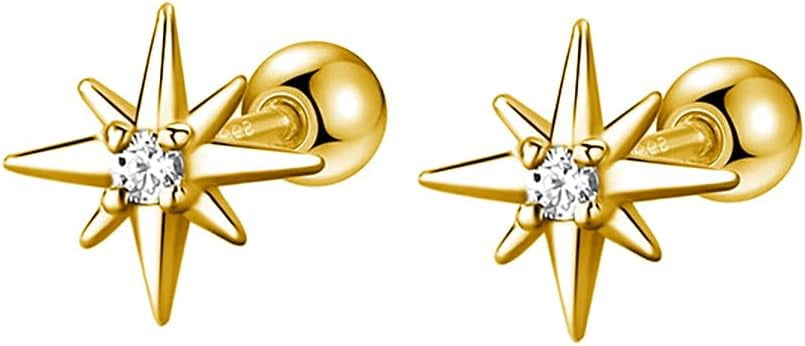 Tiny Star CZ Stud Earrings for Women 925 Sterling Silver Cute Crystal ...