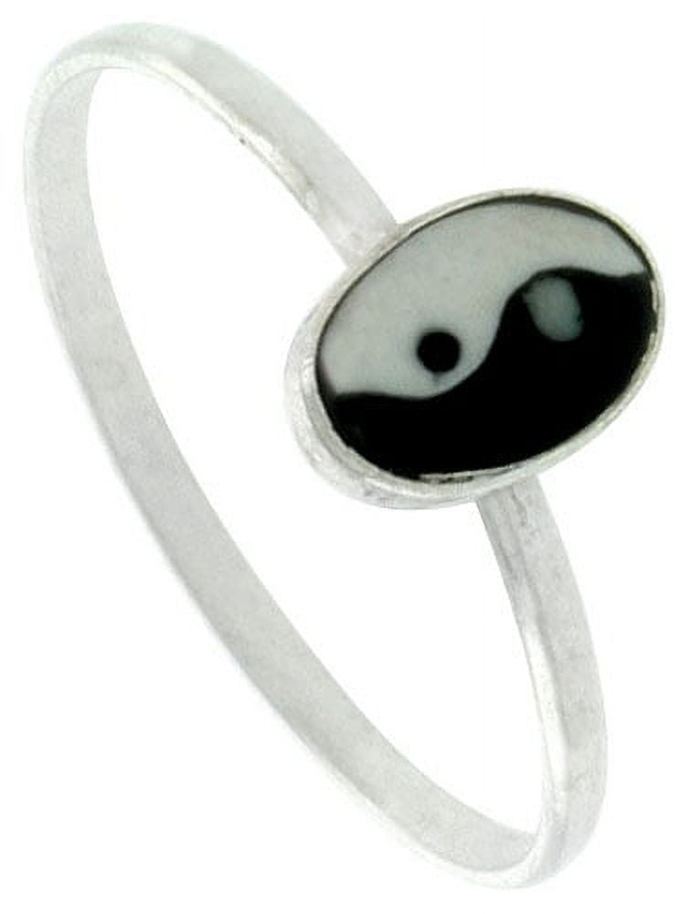 Tiny Sterling Silver Oval Yin-Yang Ring 1/4 inch wide, size 5 - Walmart.com