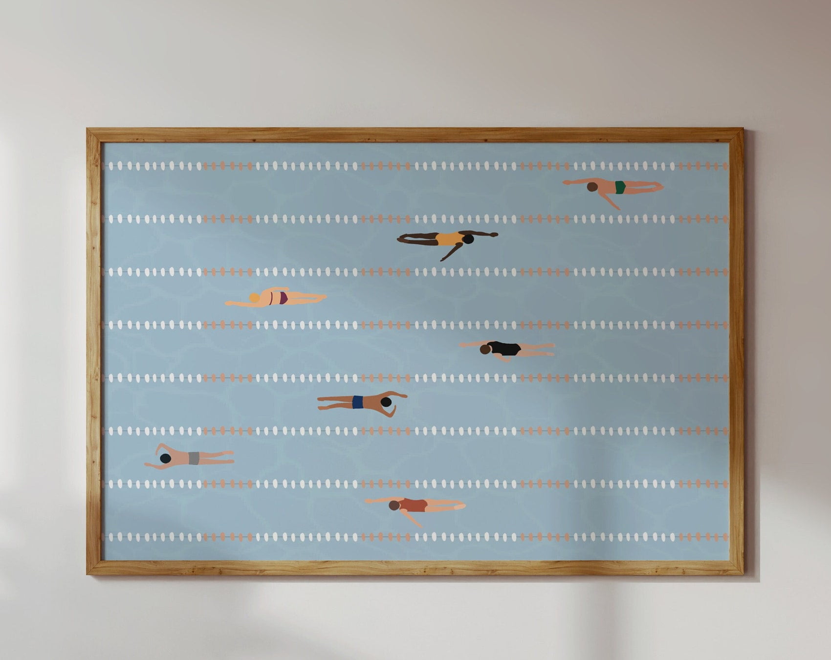 Tiny Swimmers Art | Horizontal Swimming Pool Print | Summer Poster ...