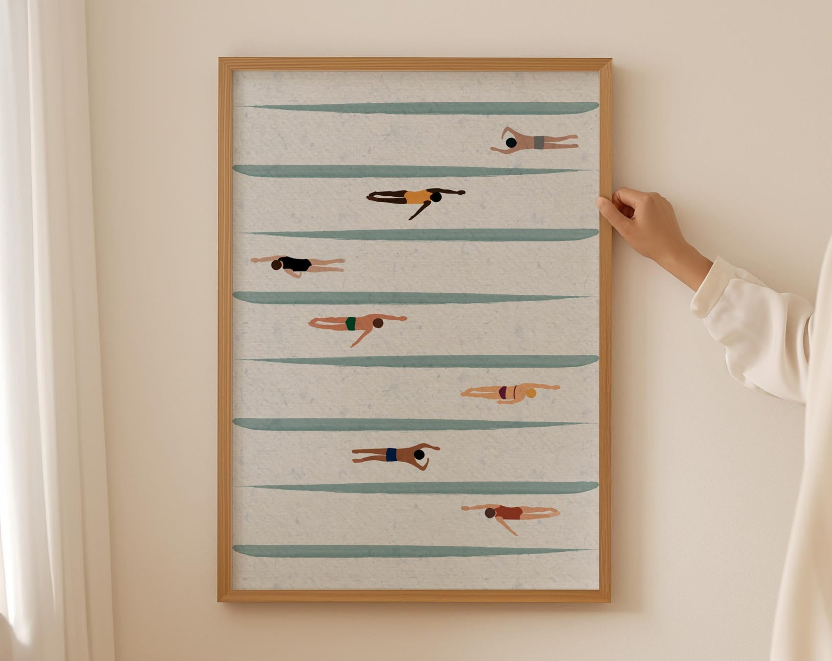 Tiny Swimmers Art | Swimming Pool Print | Cute Lake House Summer Poster ...