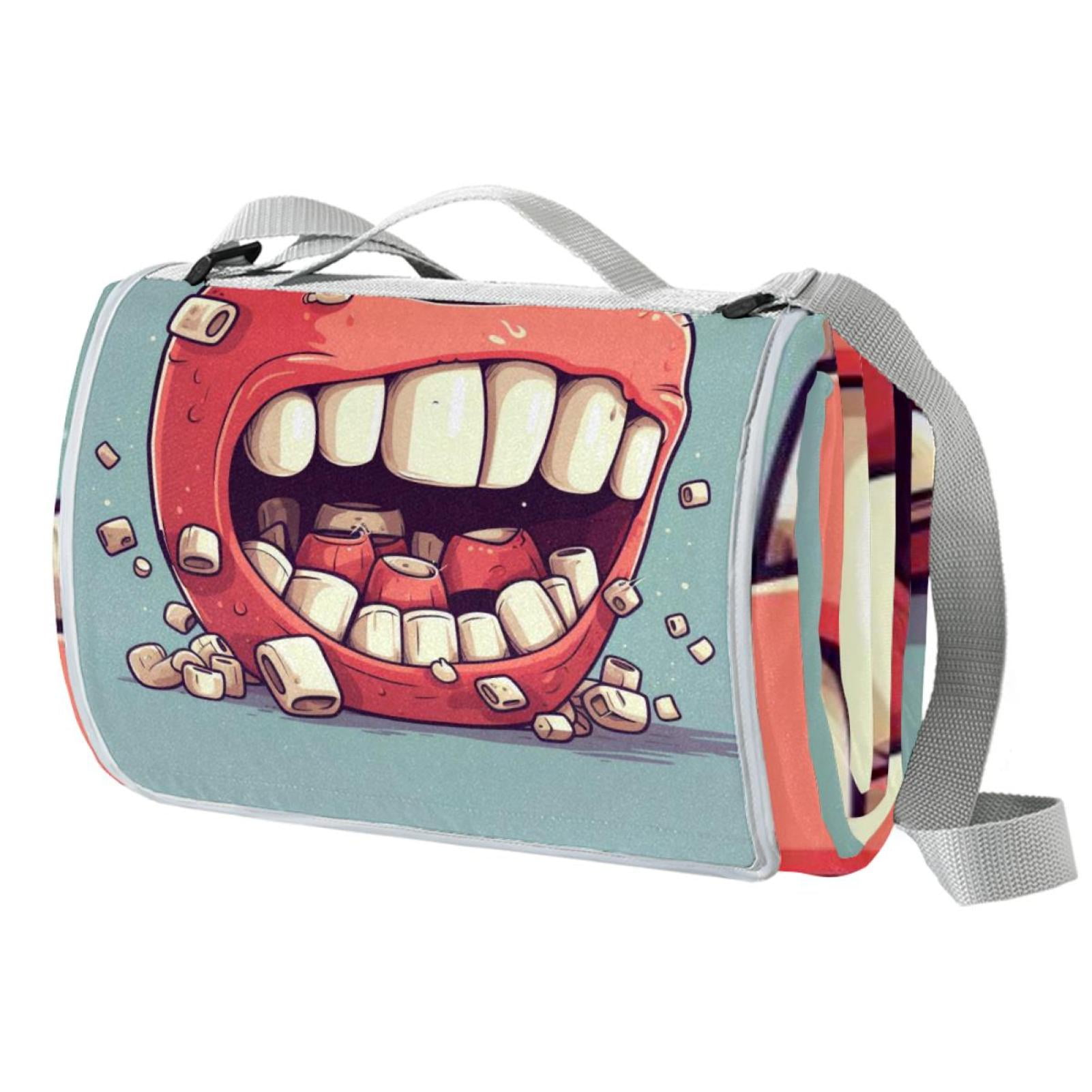 Tiny Teeth Canvas Beach Blanket Picnic Mat - Outdoor Oversized ...